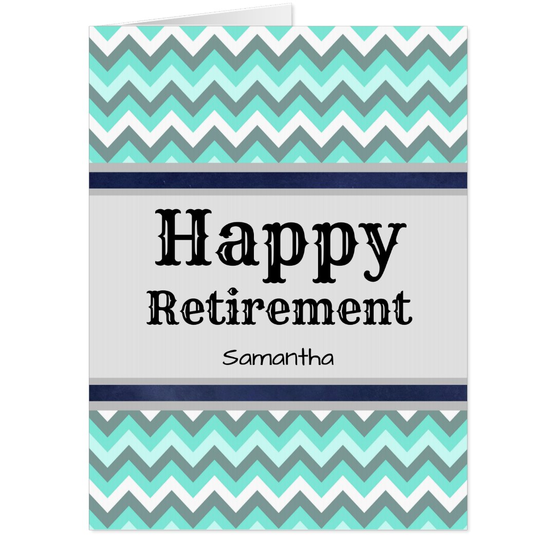 Happy Retirement Blue Chevron Card | Zazzle