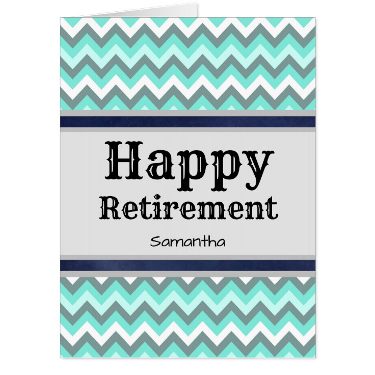 Happy Retirement Blue Chevron Card | Zazzle