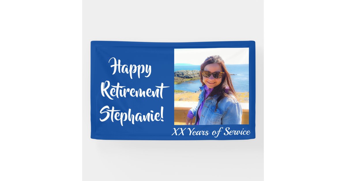 Happy Retirement Blue Photo Retirement Party Banner | Zazzle