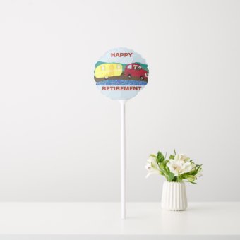 Happy Retirement caravan trip and gardening images Balloon | Zazzle