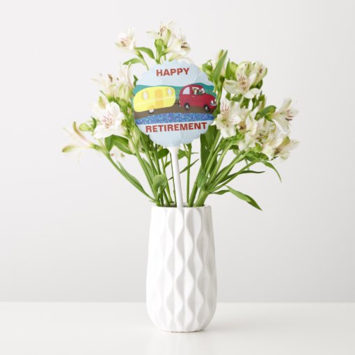 Happy Retirement caravan trip and gardening images Balloon | Zazzle