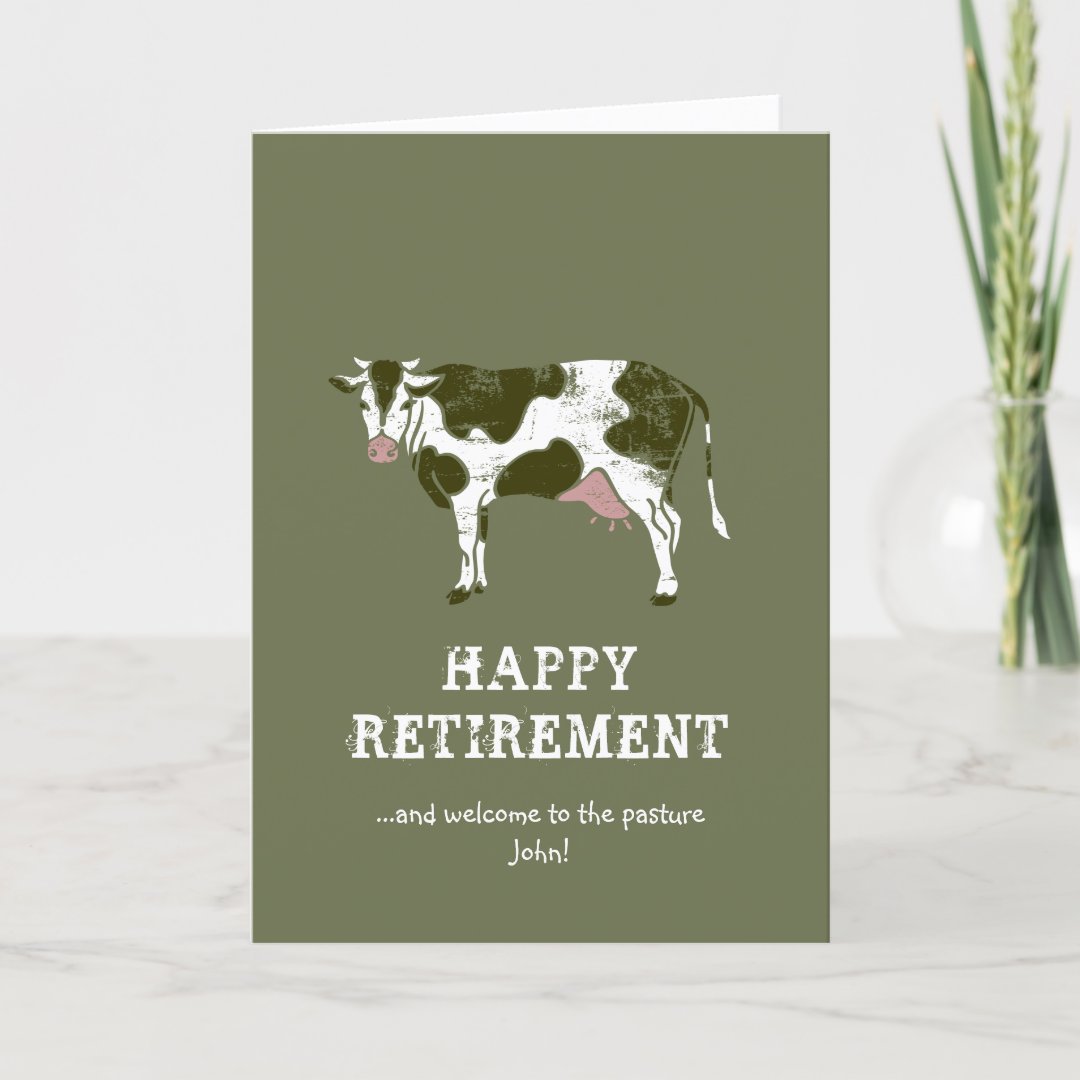 Happy Retirement Cards | Rustic Pasture Cow | Zazzle