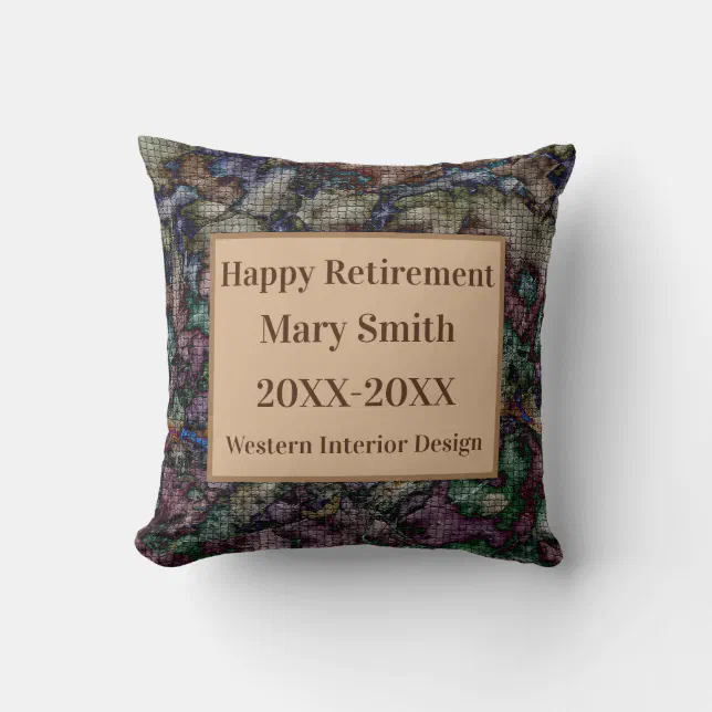 Happy Retirement Colorful Mosaic Tile Keepsake Throw Pillow | Zazzle