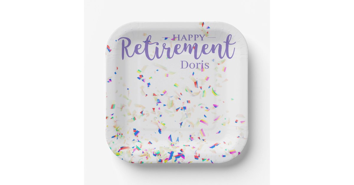 Happy Retirement Confetti Paper Plate | Zazzle