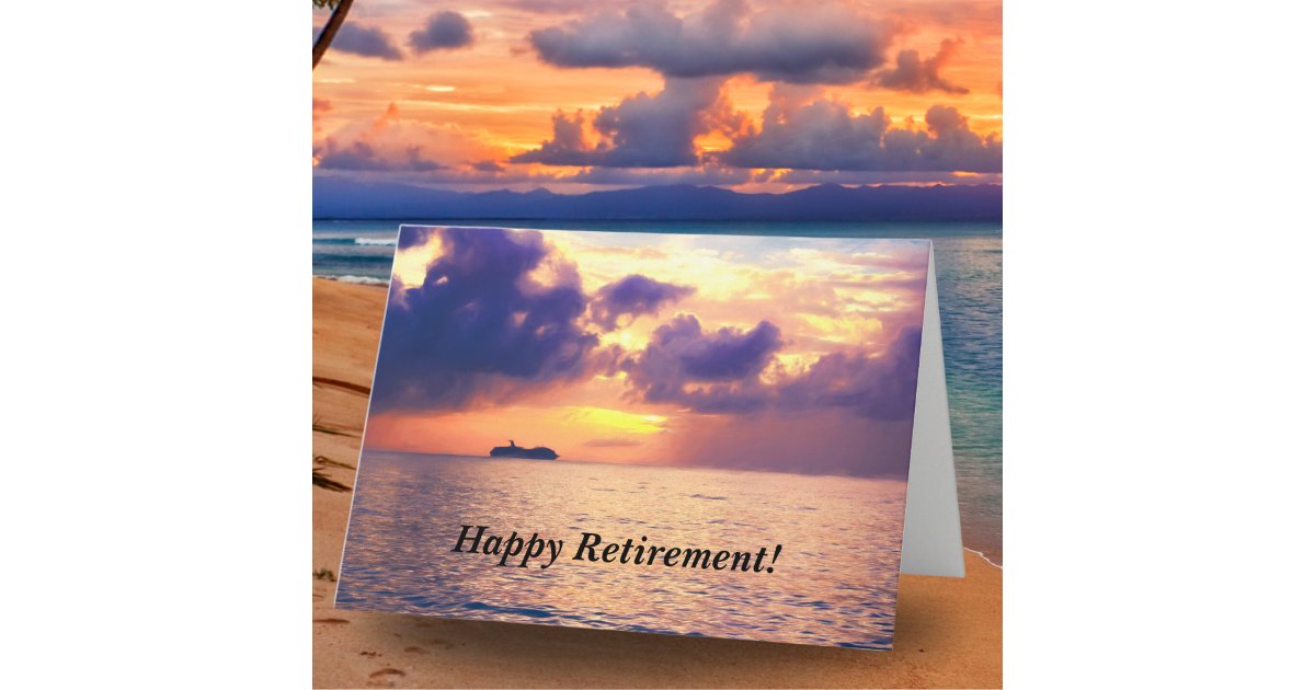 Happy Retirement Cruise In Sunset Card | Zazzle