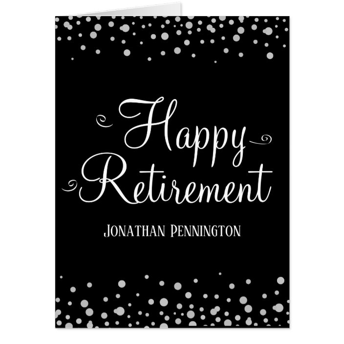 Happy Retirement Elegant Silver Confetti Card | Zazzle.com