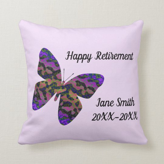 Happy Retirement Employee Keepsake Vivid Butterfly Throw Pillow ...