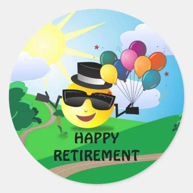 Happy Retirement from Cool Classic Round Sticker | Zazzle