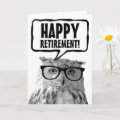 Happy Retirement funny owl custom greeting card | Zazzle