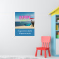 Happy Retirement Funny Surreal Beach Scene Poster | Zazzle
