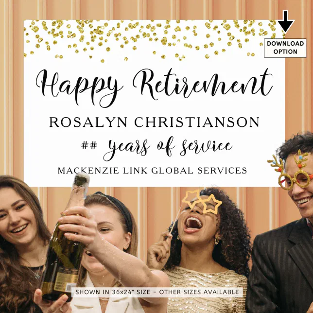 Happy Retirement Gold Confetti Script Personalized Poster | Zazzle