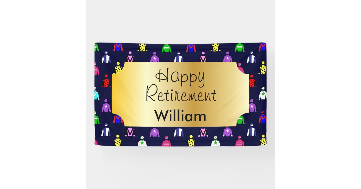 Happy Retirement Horse Racing Jockey Silks Banner | Zazzle