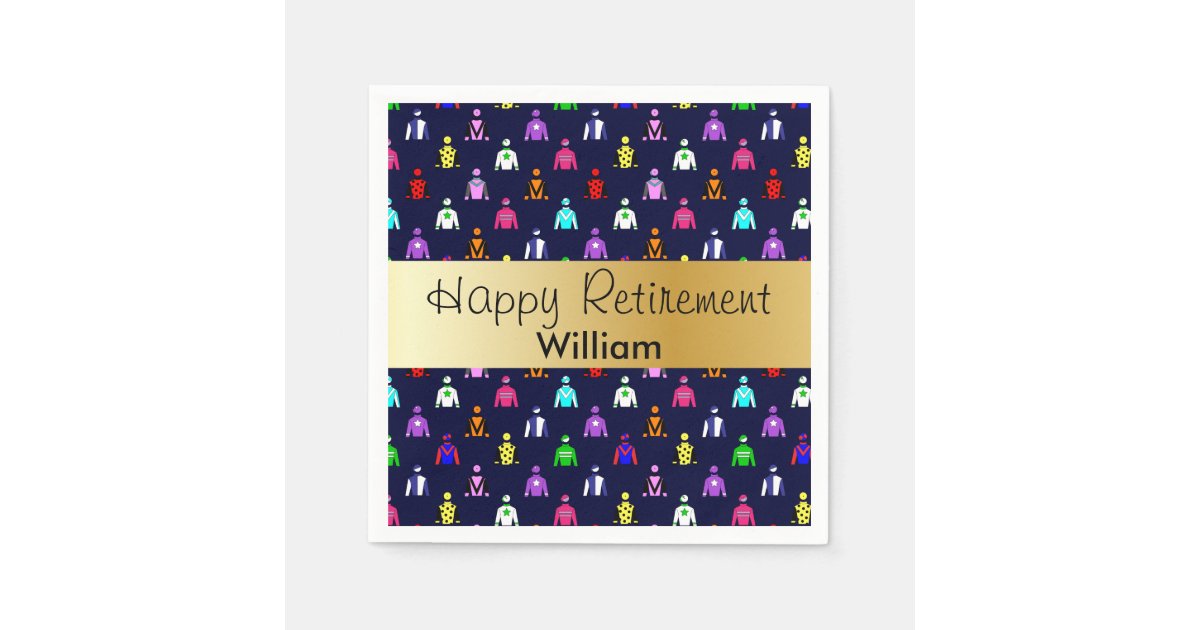 Happy Retirement Horse Racing Jockey Silks Napkins | Zazzle
