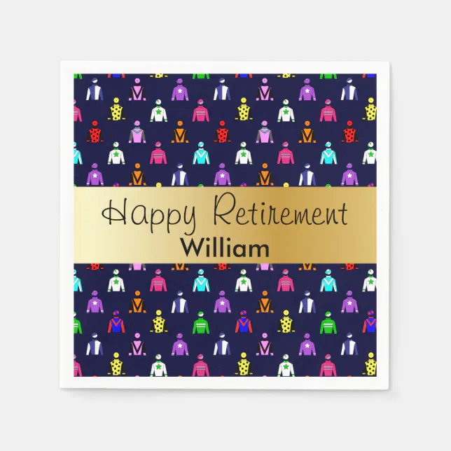 Happy Retirement Horse Racing Jockey Silks Napkins | Zazzle
