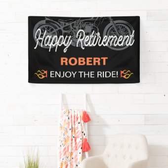 Happy Retirement Motorcycle image for biker Banner | Zazzle