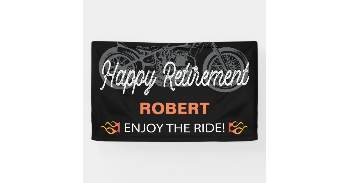 Happy Retirement Motorcycle image for biker Banner | Zazzle
