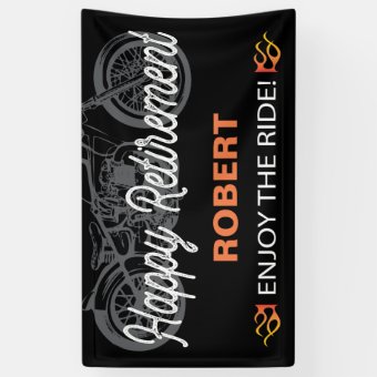 Happy Retirement Motorcycle image for biker Banner | Zazzle