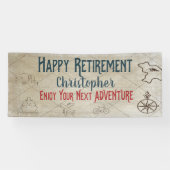 Happy Retirement New Adventure Map Monogrammed Banner | Zazzle