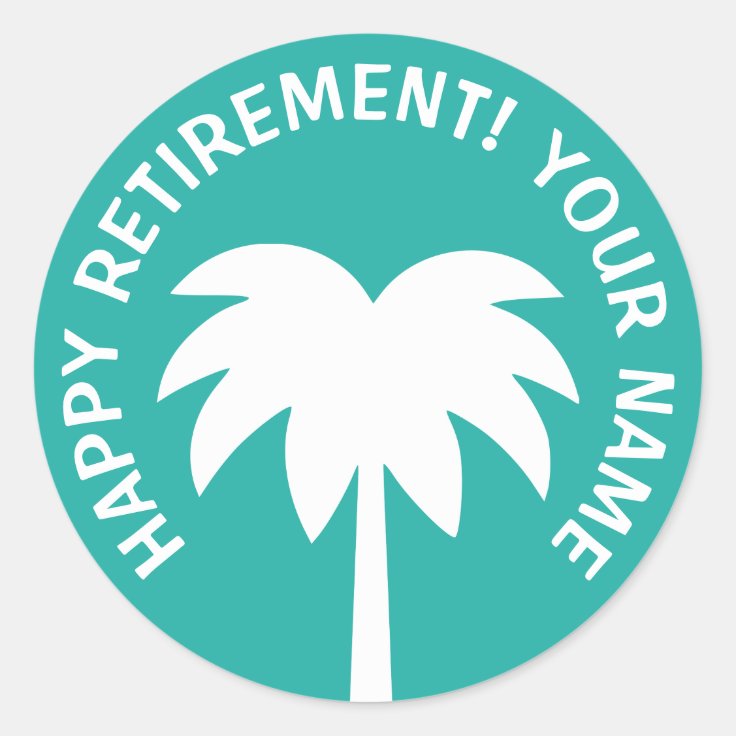 Happy Retirement palm tree stickers | Personalize | Zazzle