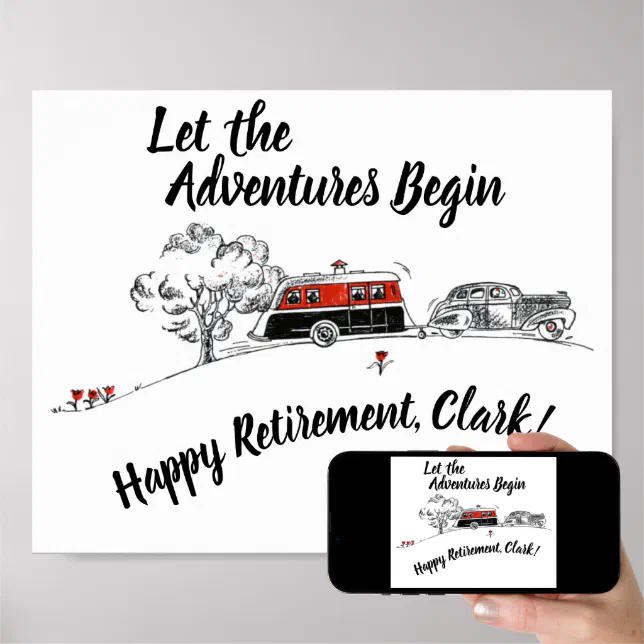 Happy Retirement Party Sign Retro Camper Adventure | Zazzle
