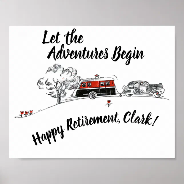 Happy Retirement Party Sign Retro Camper Adventure | Zazzle