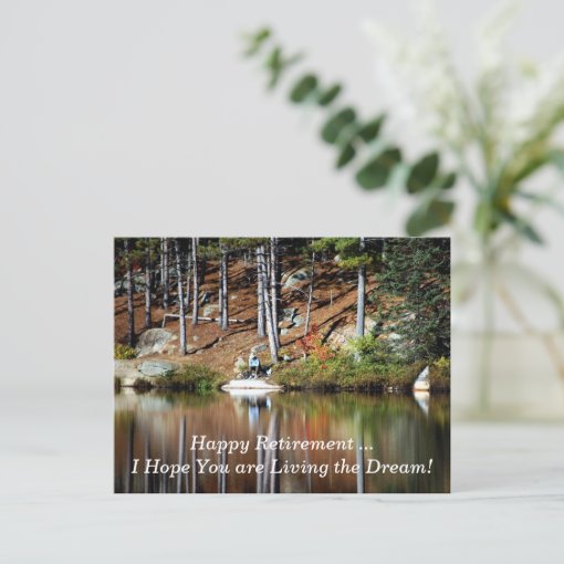 Happy Retirement Peaceful Man Sitting by a Lake Postcard | Zazzle