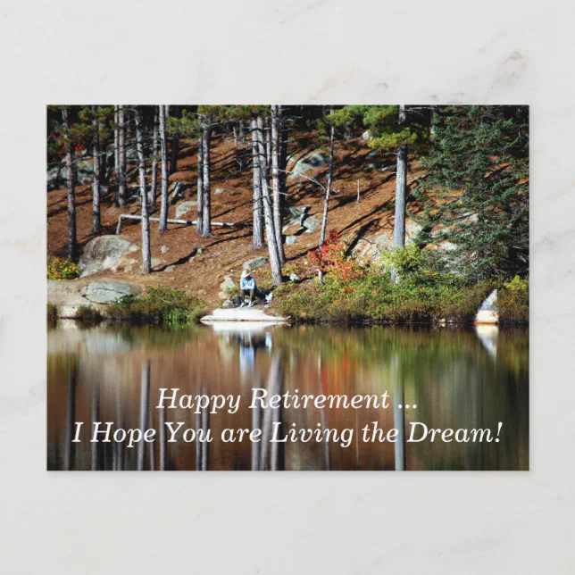 Happy Retirement Peaceful Man Sitting by a Lake Postcard | Zazzle