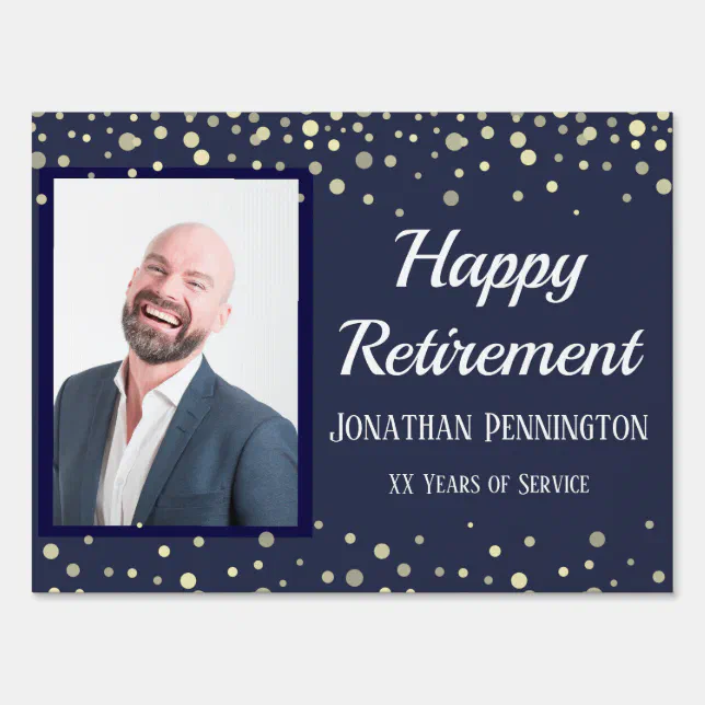 Happy Retirement Photo and Confetti Sign | Zazzle