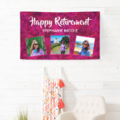 Happy Retirement Pink Name Multiple Photos Banner | Zazzle