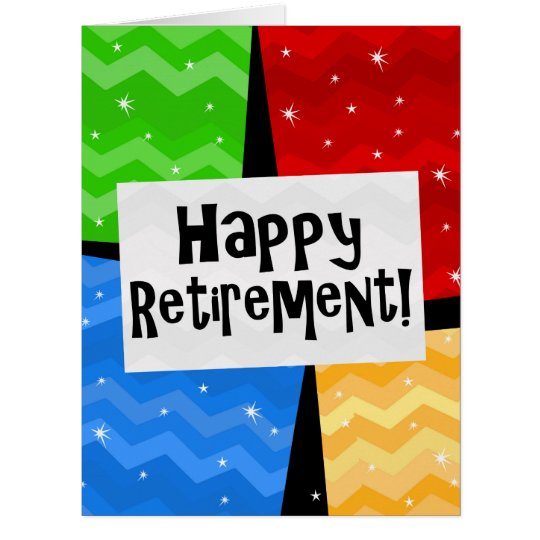 Happy Retirement, Primary Color Squares Party Card | Zazzle.com
