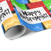 Happy Retirement, Primary Color Squares Party Wrapping Paper | Zazzle