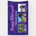 Happy Retirement Purple Pink Multiple Photos Banner | Zazzle