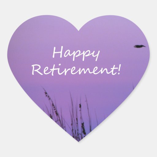 Happy Retirement Purple Seaside Sunset Sticker