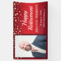 Happy Retirement Red with Confetti One Photo Banner | Zazzle