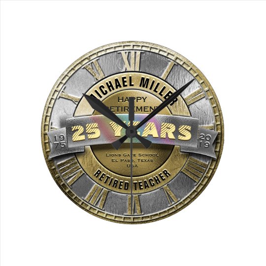 Happy Retirement School Teacher Award Round Clock | Zazzle.com