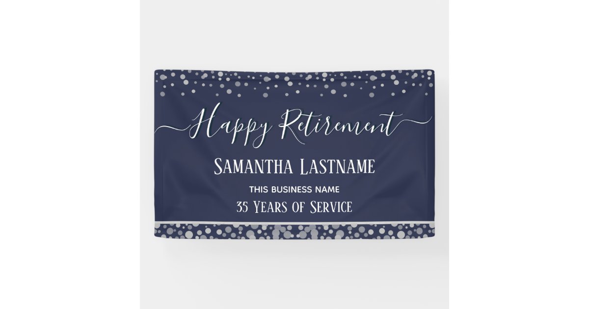 Happy Retirement Silver Confetti Banner | Zazzle