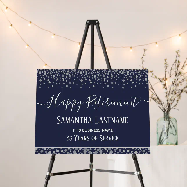 Happy Retirement Silver Confetti Foam Board | Zazzle