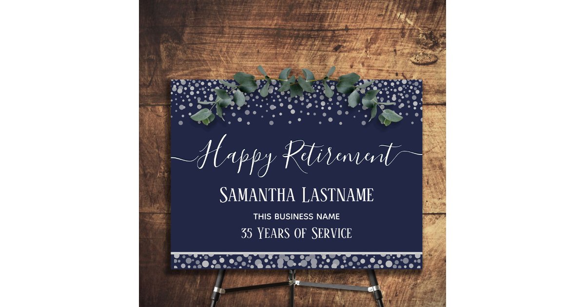 Happy Retirement Silver Confetti Foam Board | Zazzle