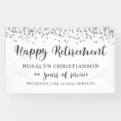 Happy Retirement Silver Confetti Script Name Banner | Zazzle