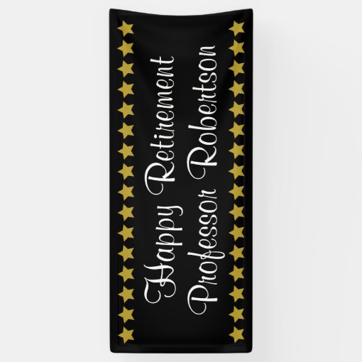 Happy Retirement simple elegant with gold stars Banner | Zazzle