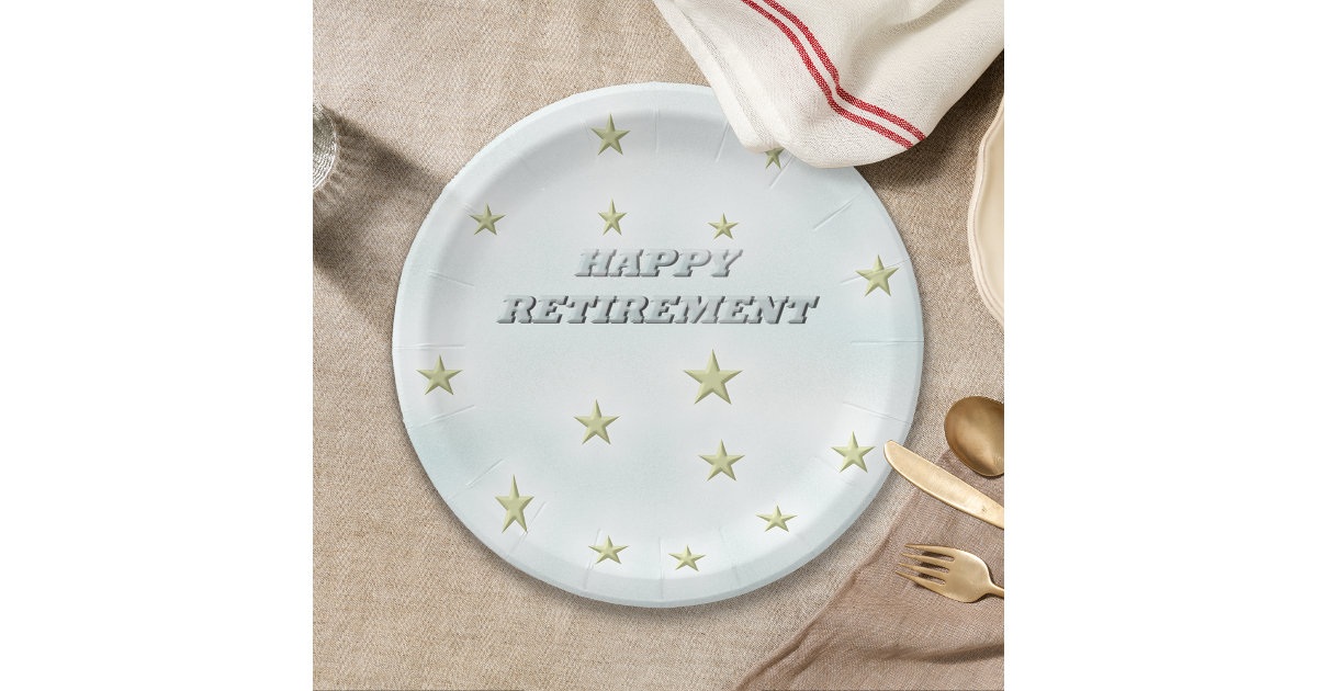 Happy Retirement Stars Paper Plates | Zazzle