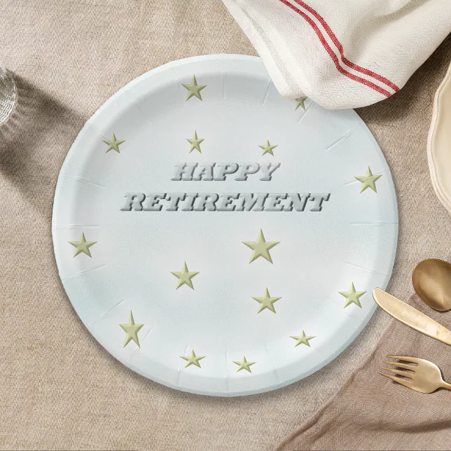 Happy Retirement Stars Paper Plates | Zazzle