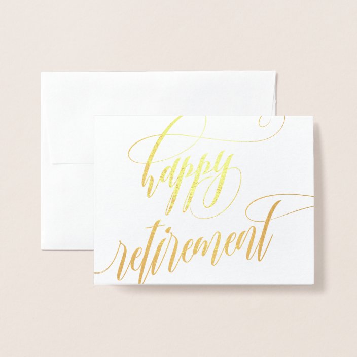 Happy Retirement Swirly Calligraphy Foil Card | Zazzle.com