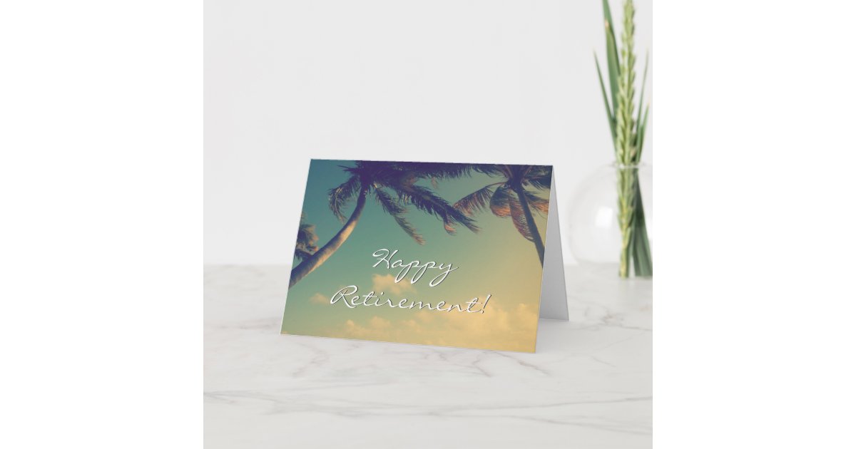 Happy Retirement tropical palm beach photo Card | Zazzle