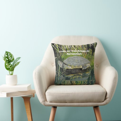 Happy Retirement Water Reflection Photo Turtle Throw Pillow | Zazzle