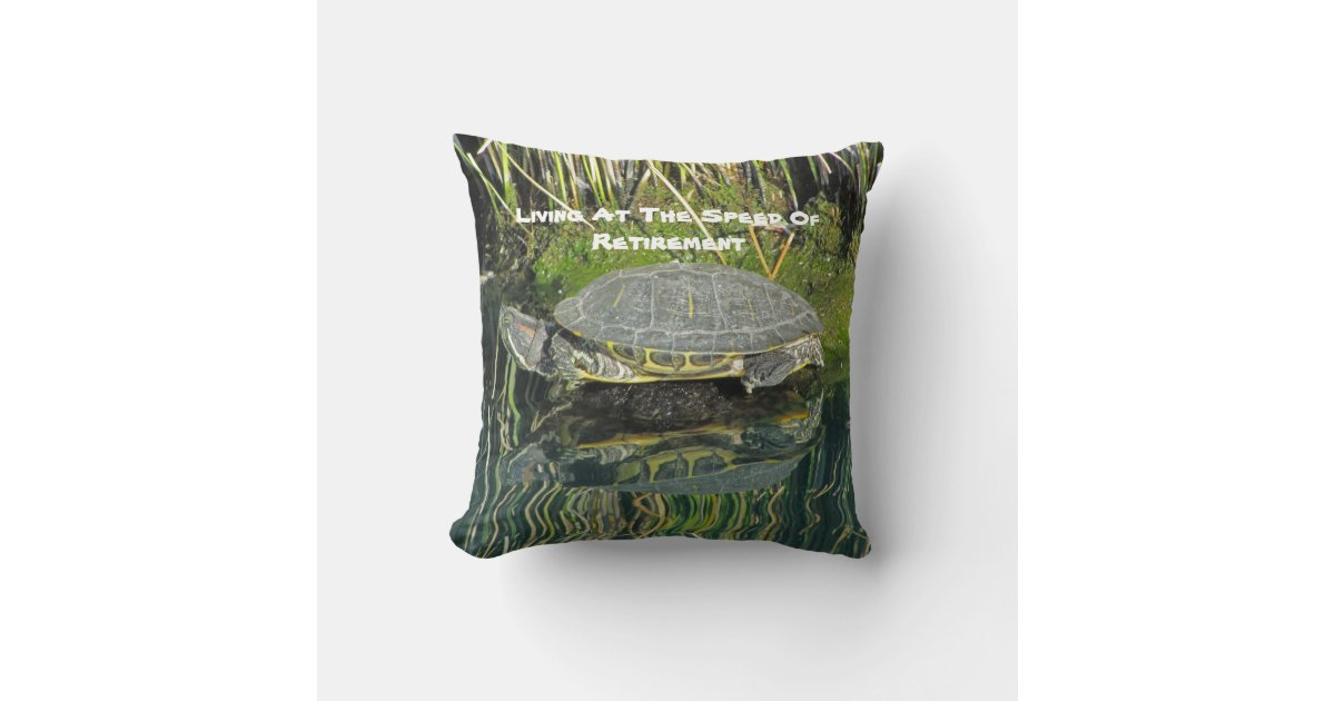 Happy Retirement Water Reflection Photo Turtle Throw Pillow | Zazzle