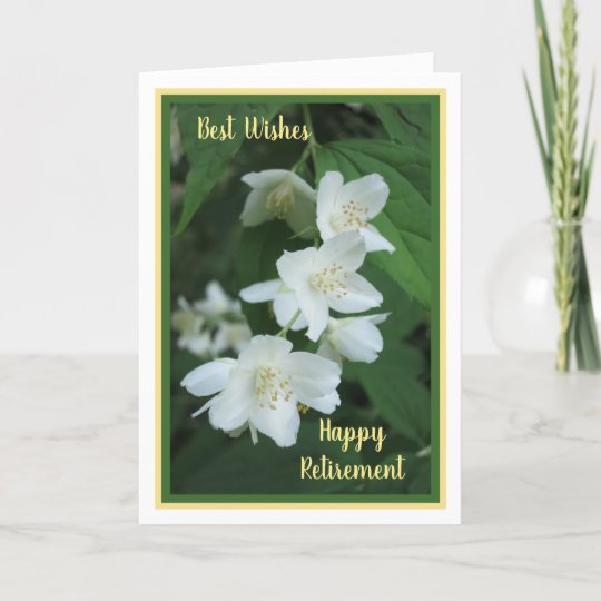 Happy Retirement Wishes Jasmine Flowers Elegant Card | Zazzle.com