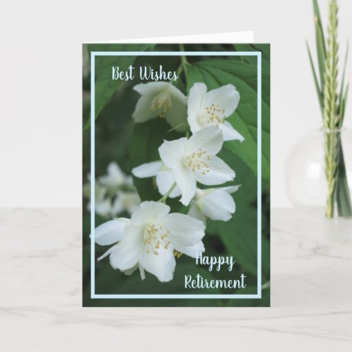 Happy Retirement Wishes Jasmine Flowers Elegant Card | Zazzle