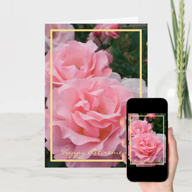Happy Retirement Wishes Pink Roses Elegant Card | Zazzle