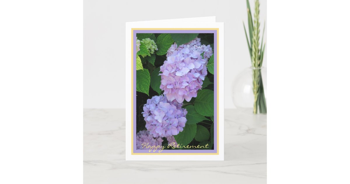 Happy Retirement Wishes Purple Hydrangeas Elegant Card | Zazzle